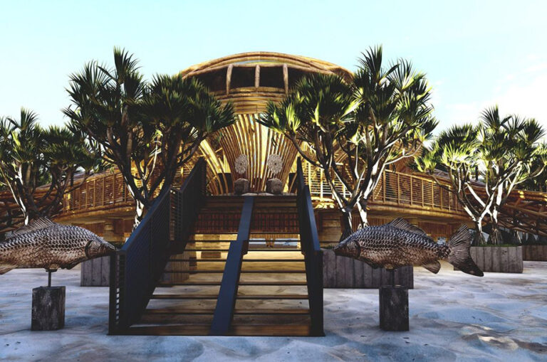 Projeto de restaurante beira-mar tem formato de tartaruga gigante